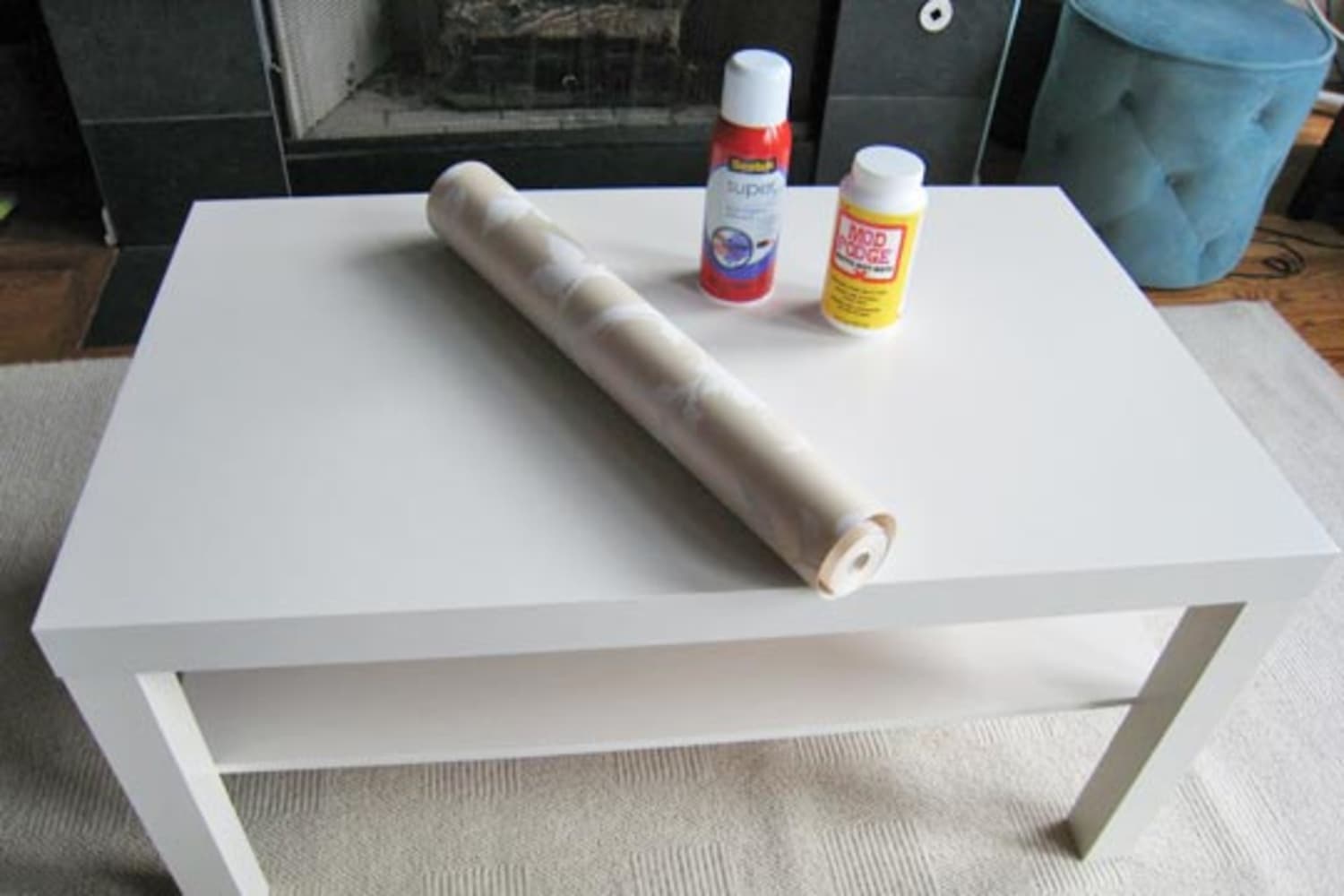 Lizzie’s Wallpapered IKEA Lack Table | Apartment Therapy