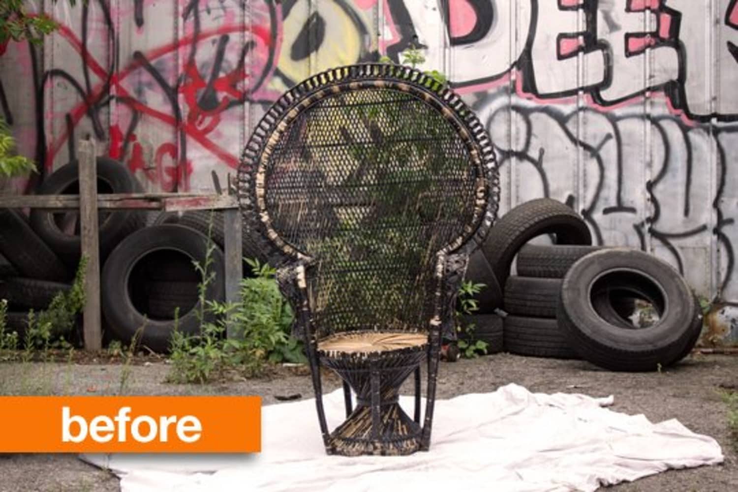 Before & After: A Beat-Up Peacock Chair Gets Pretty | Apartment Therapy