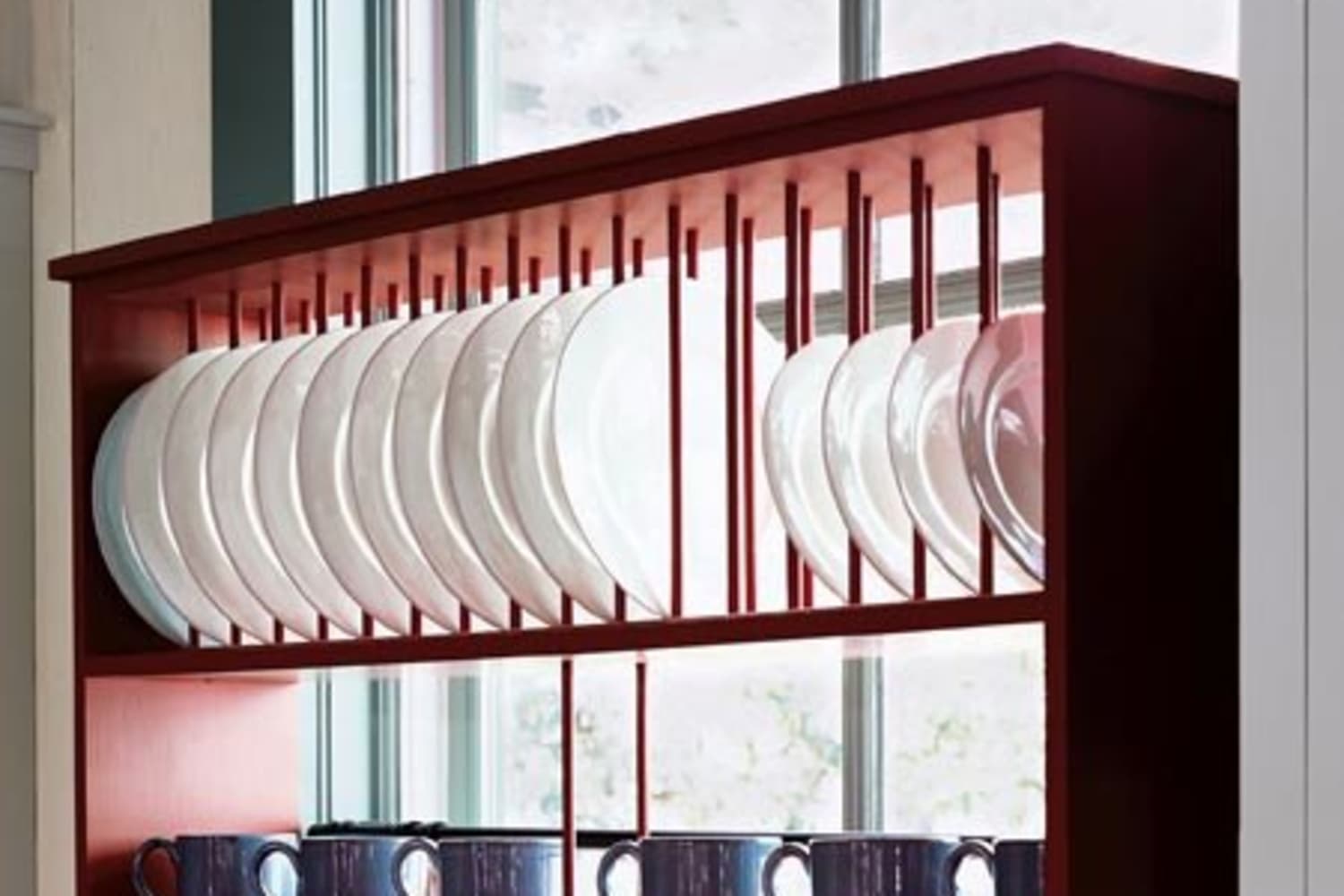 Look! Plate Rack Storage Over the Window | The Kitchn