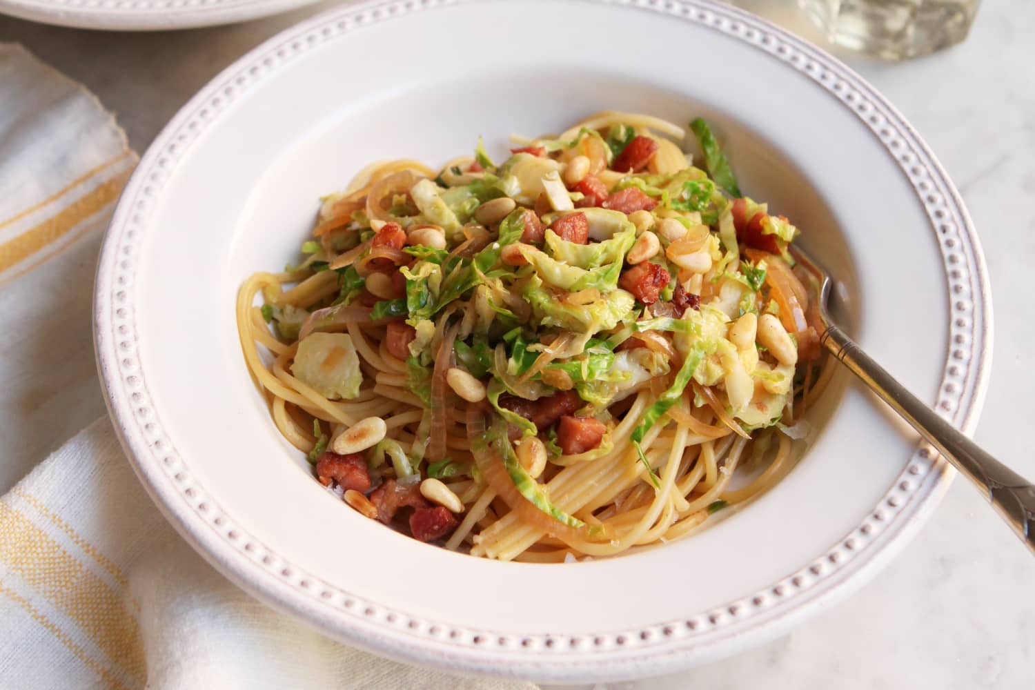 Recipe: Pasta with Shaved Brussels Sprouts and Pancetta | The Kitchn