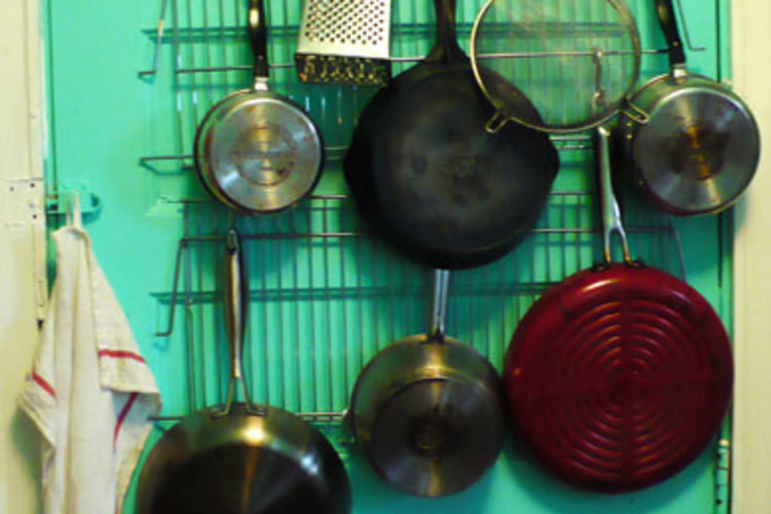 DIY Over-the-Door Pot Rack with Lid Holder | The Kitchn