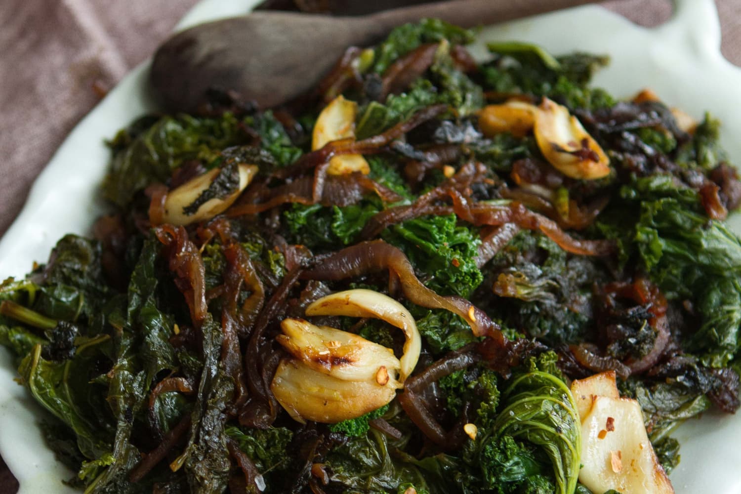 Recipe: Slow-Cooked Kale with Smashed Garlic & Red Onions | The Kitchn