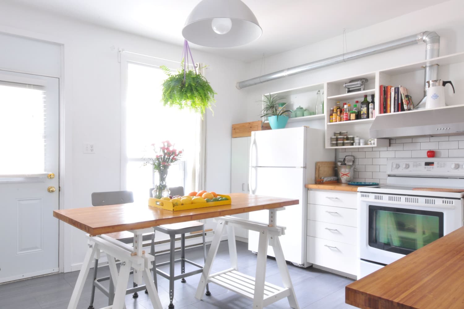 How One Couple Used IKEA Finnvard Trestle Legs to Make a Kitchen Island ...