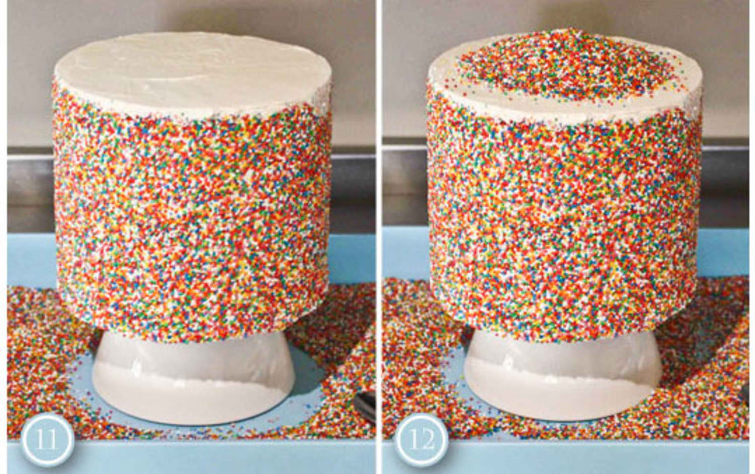 Celebrate! A Step-By-Step Rainbow Sprinkle Cake Tutorial | Kitchn