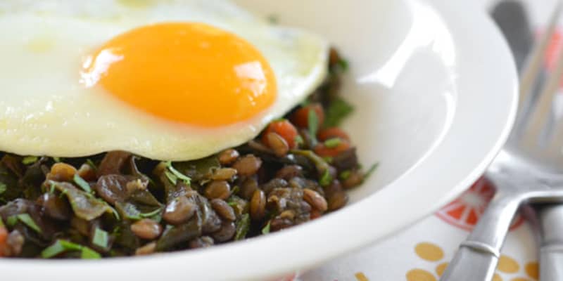 how to cook lentils and eggs