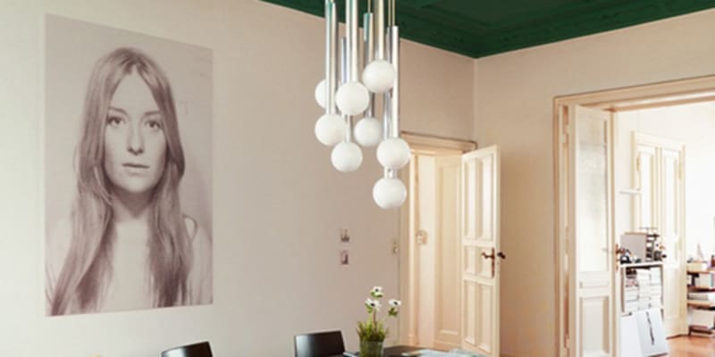 dining room green ceiling