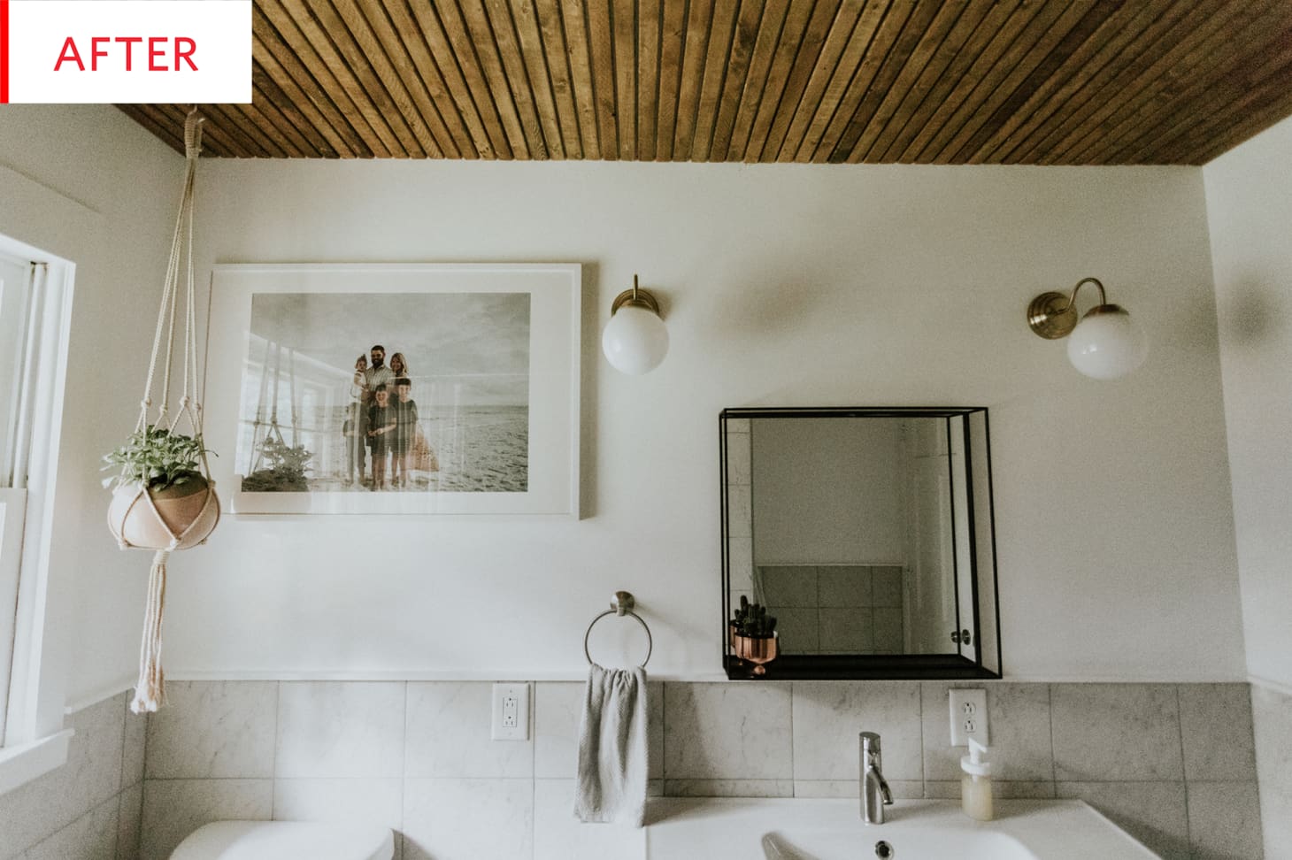 Wood Slat Ceiling - Bathroom Remodel Photos | Apartment Therapy