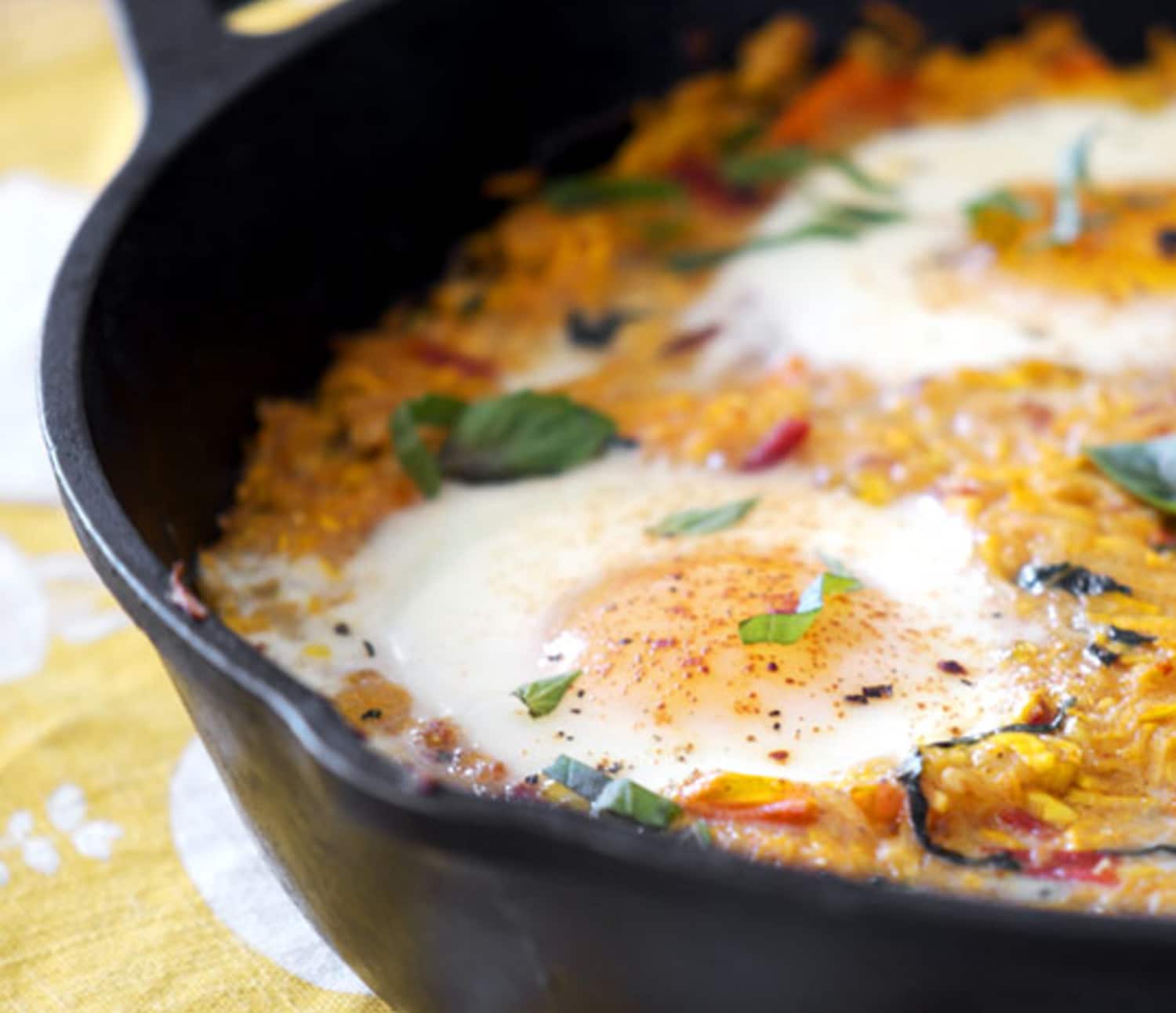 Recipe Summer Squash Shakshuka with Baked Eggs | Kitchn