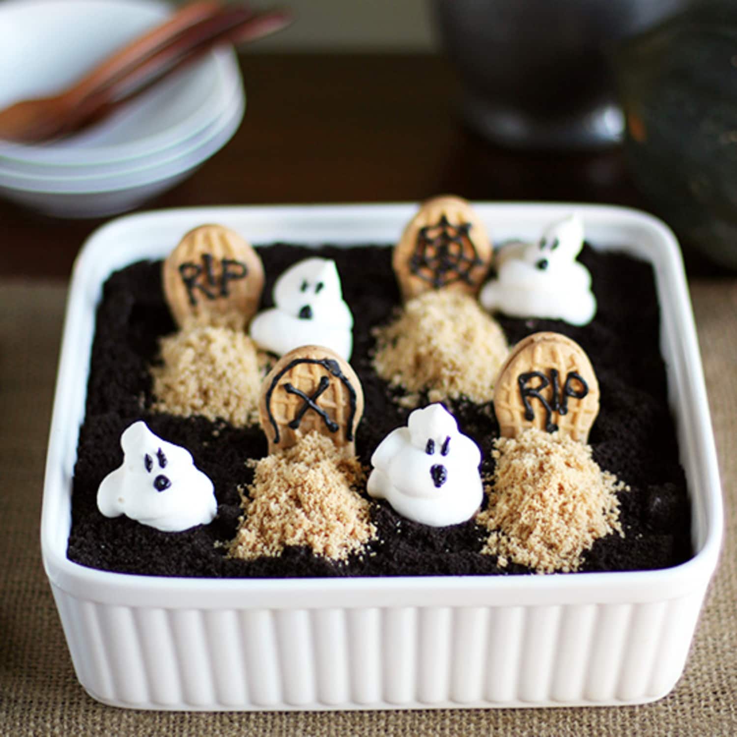 Recipe: Peanut Butter and Chocolate Graveyard Dirt Cake | Kitchn
