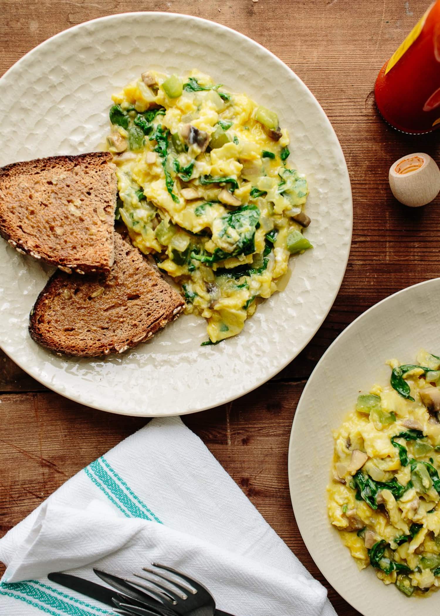 Recipe: Scrambled Eggs With Green Peppers & Mushrooms | Kitchn