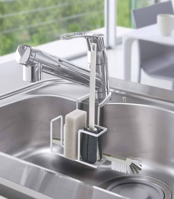 Faucet-Hanging Sponge & Brush Holder: Yamazaki Home | The Kitchn