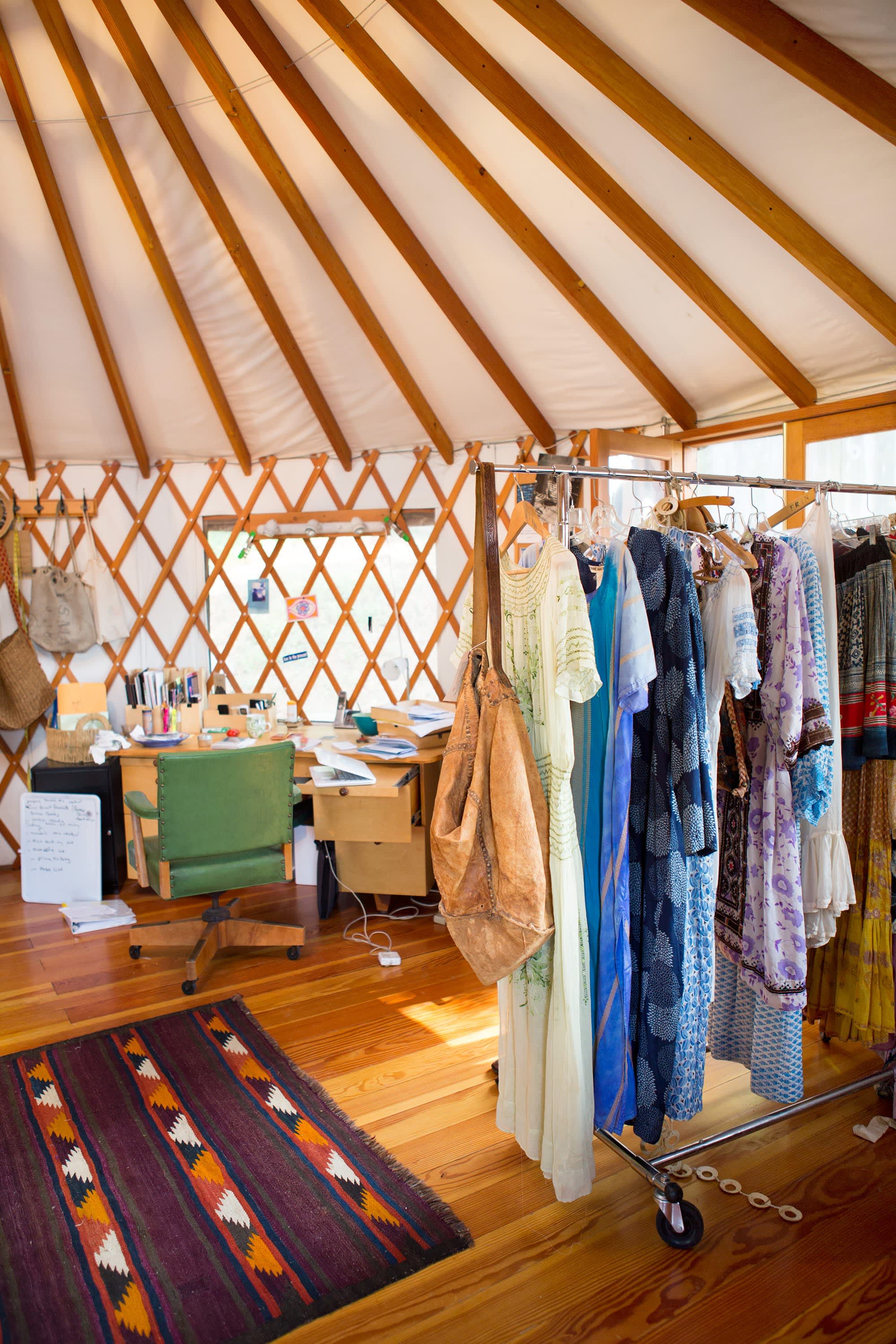 Workspace Tour: A Boho Backyard Dream Office in a Yurt | Apartment Therapy