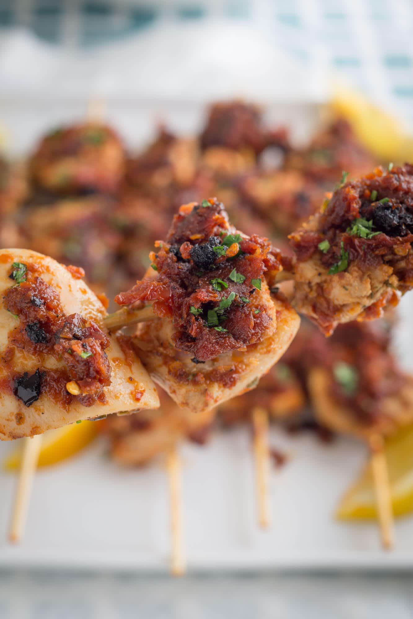 Recipe: Spicy Chicken Skewers with Sun-Dried Tomato Sauce | Kitchn