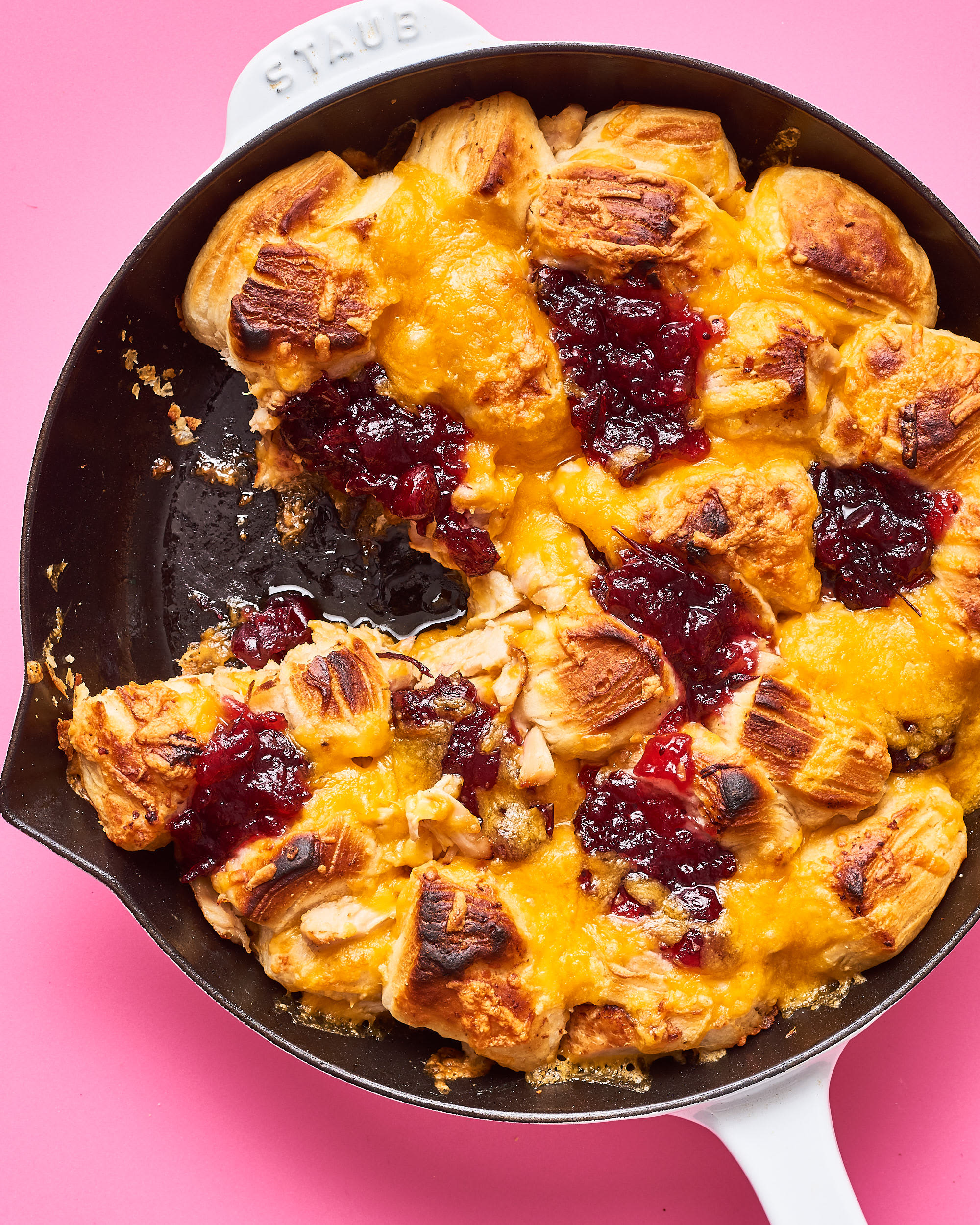 Cheesy Turkey and Cranberry Skillet Monkey Bread | Kitchn