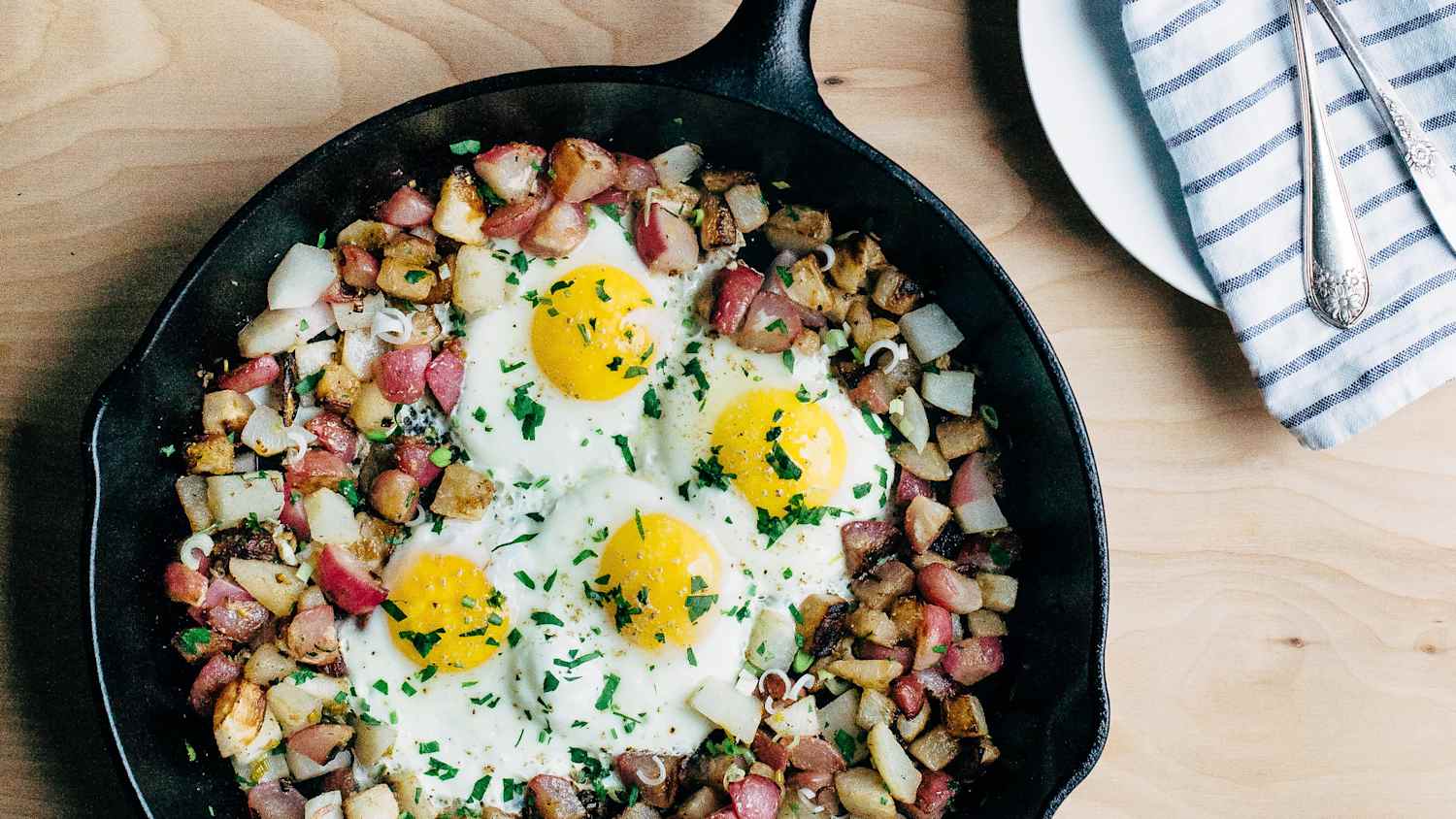 Radish and Turnip Hash with Green Garlic and Fried Eggs | Recipe Cart ...