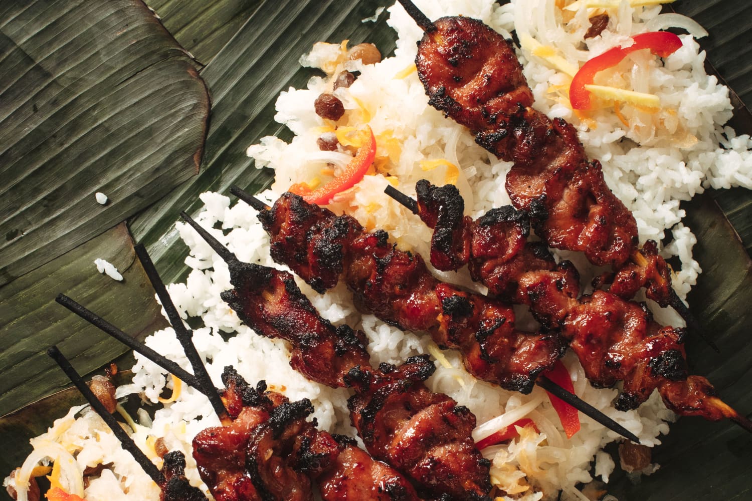 Peach-Banana Glazed Tocino Skewers with Daikon Atchara Recipe | The Kitchn