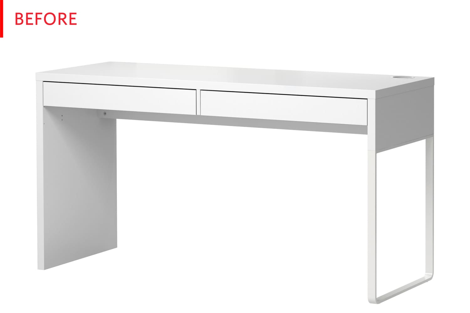 IKEA MICKE Linen Desk Hack Project Makeover Apartment Therapy