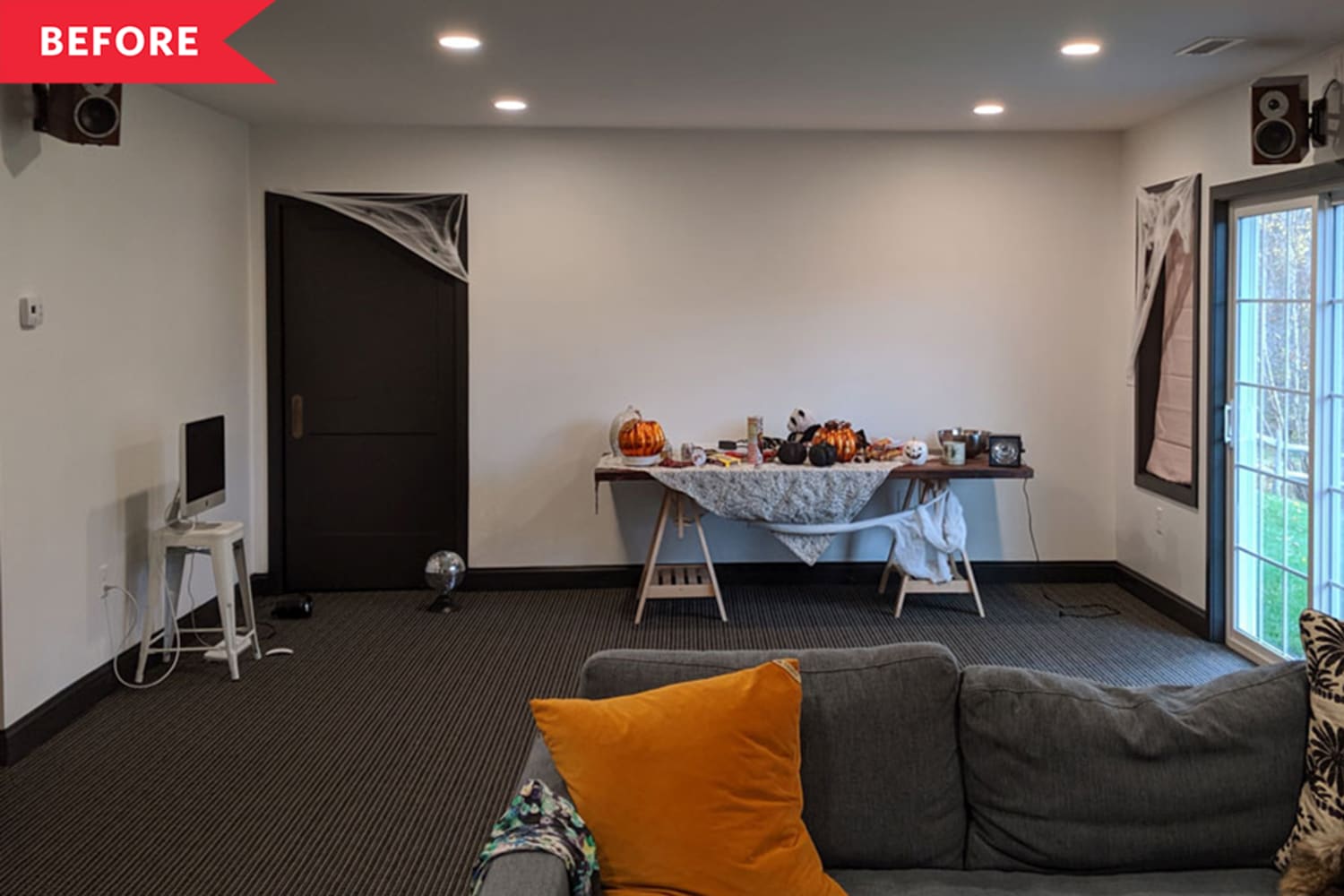 Finished Basement Redo - Red and Wood Basement Redo | Apartment Therapy