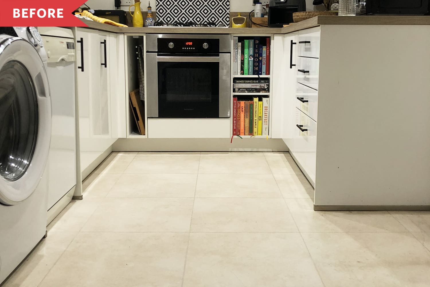 Geometric Floor Stencil inspiration - Before and After | The Kitchn