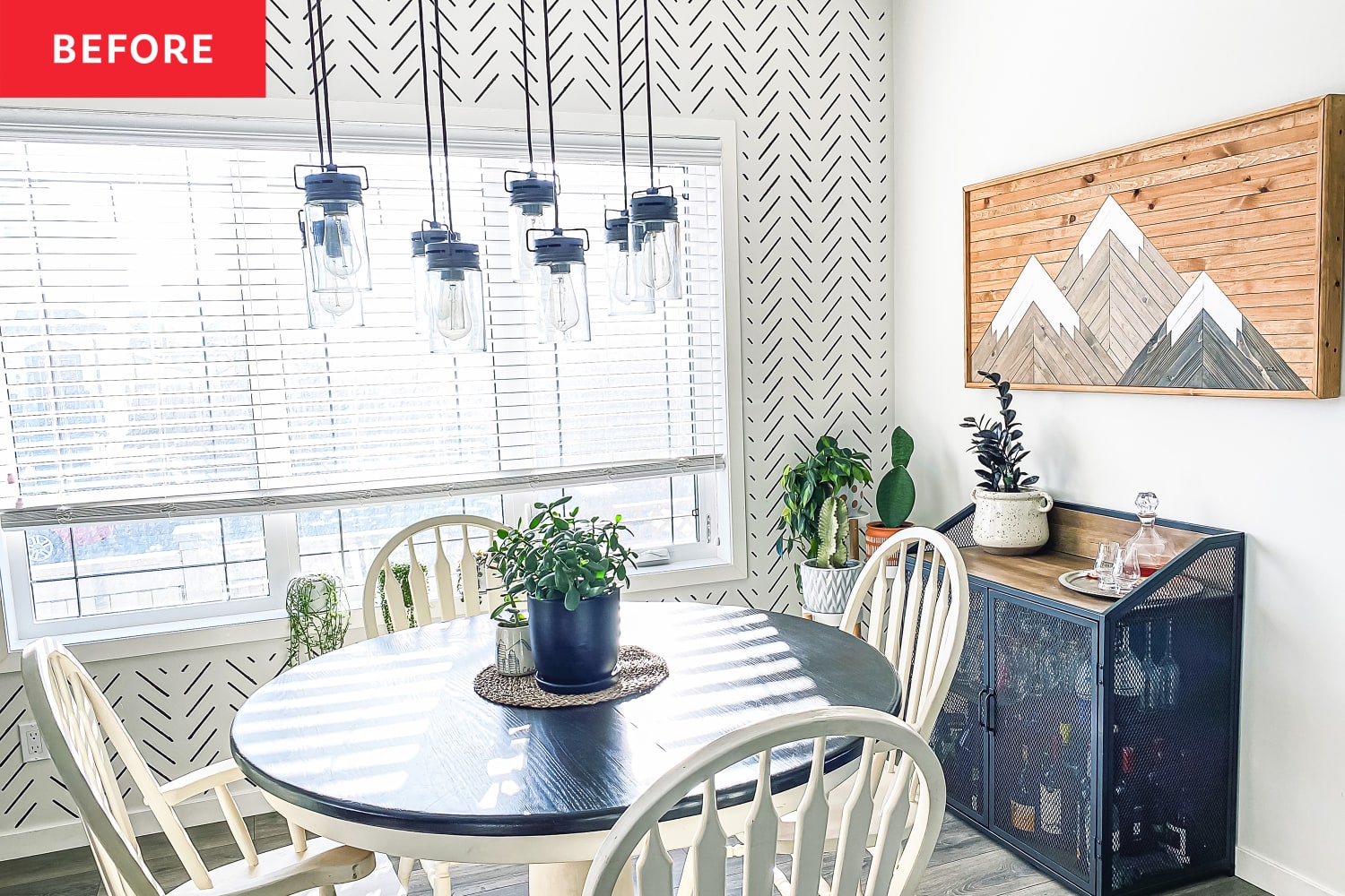 Dramatic Green Dining Room Redo with Slat Wall - Before and After ...