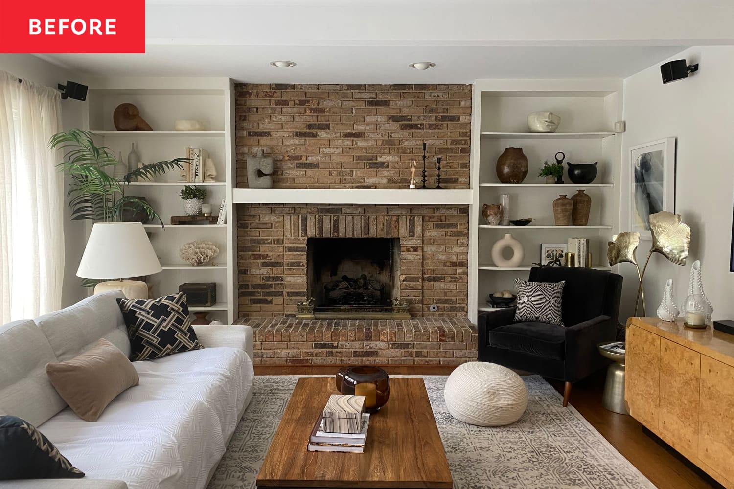 1980s Brick Fireplace Gets Elegant Stone Redo - See Photos | Apartment ...