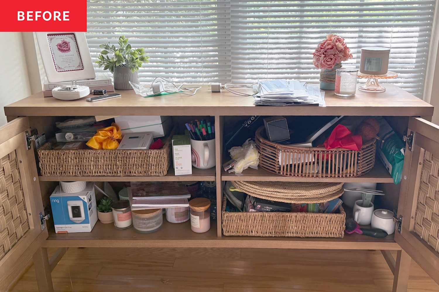 See How a Pro Organizer Fixed My Chaotic Storage Console | Apartment ...