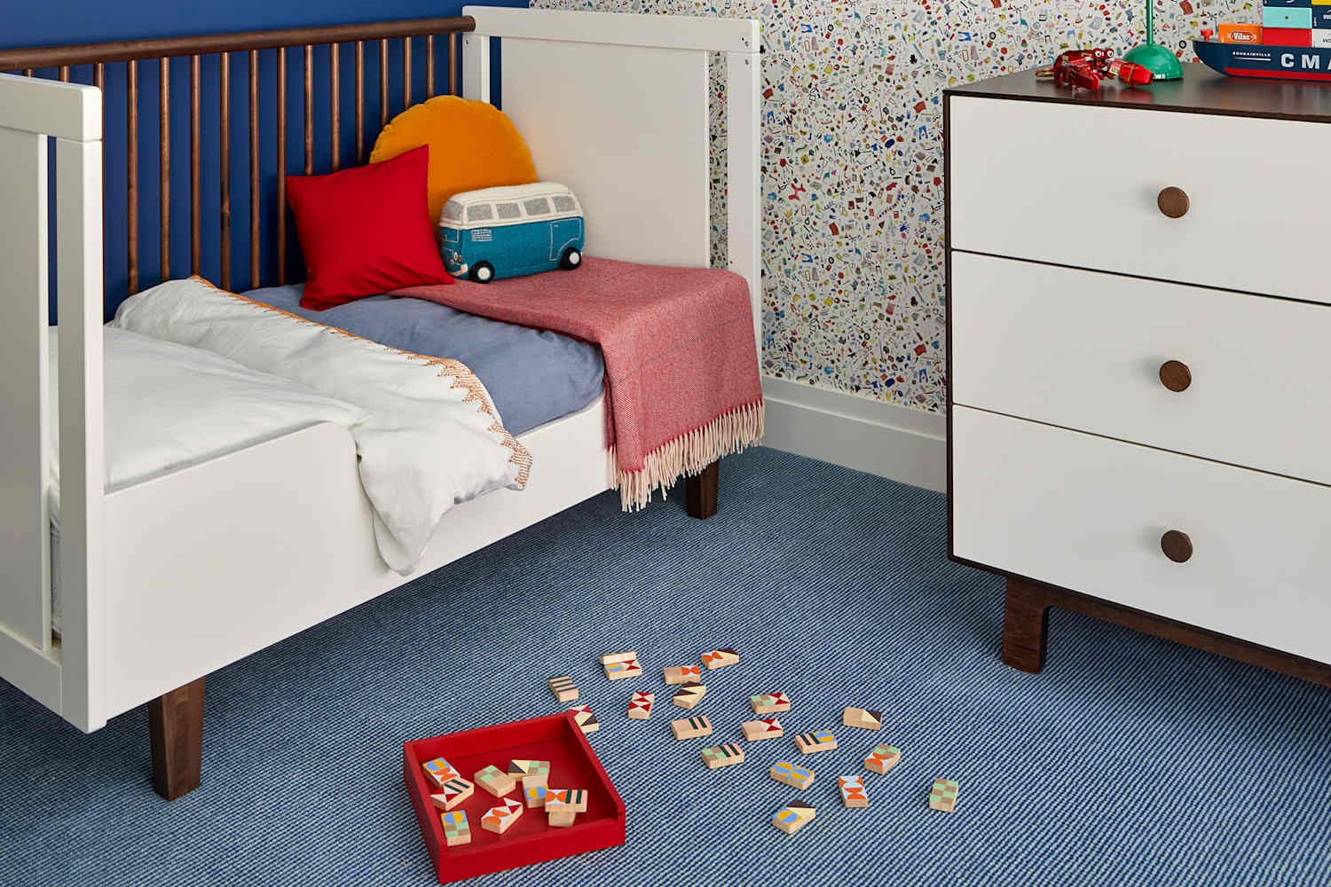 This Nursery Has Wall-to-Wall Gorgeous Blue Electric Rug | Cubby