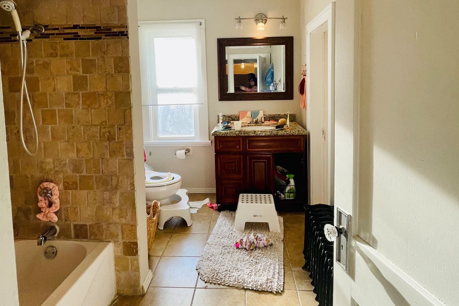 A 70-Square-Foot Family Bathroom Remodel with Tub Inside the Shower | Cubby