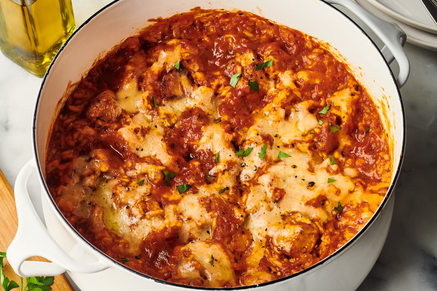 One-Pot Cheesy Chicken and Tomato Rice | The Kitchn