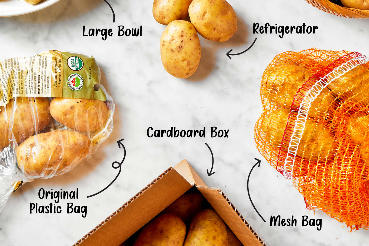 potatoes under plastic