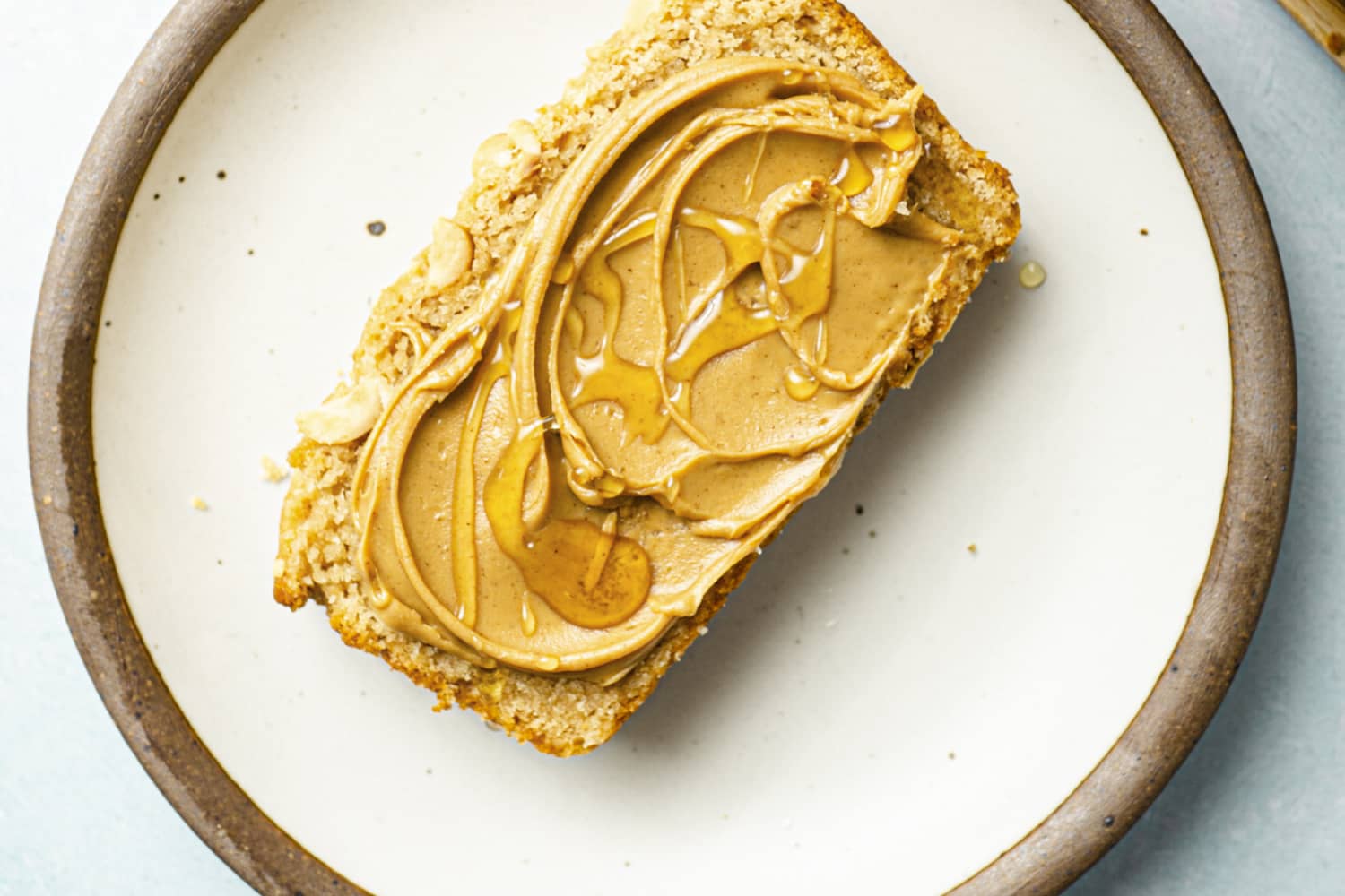 peanut butter on bread slice