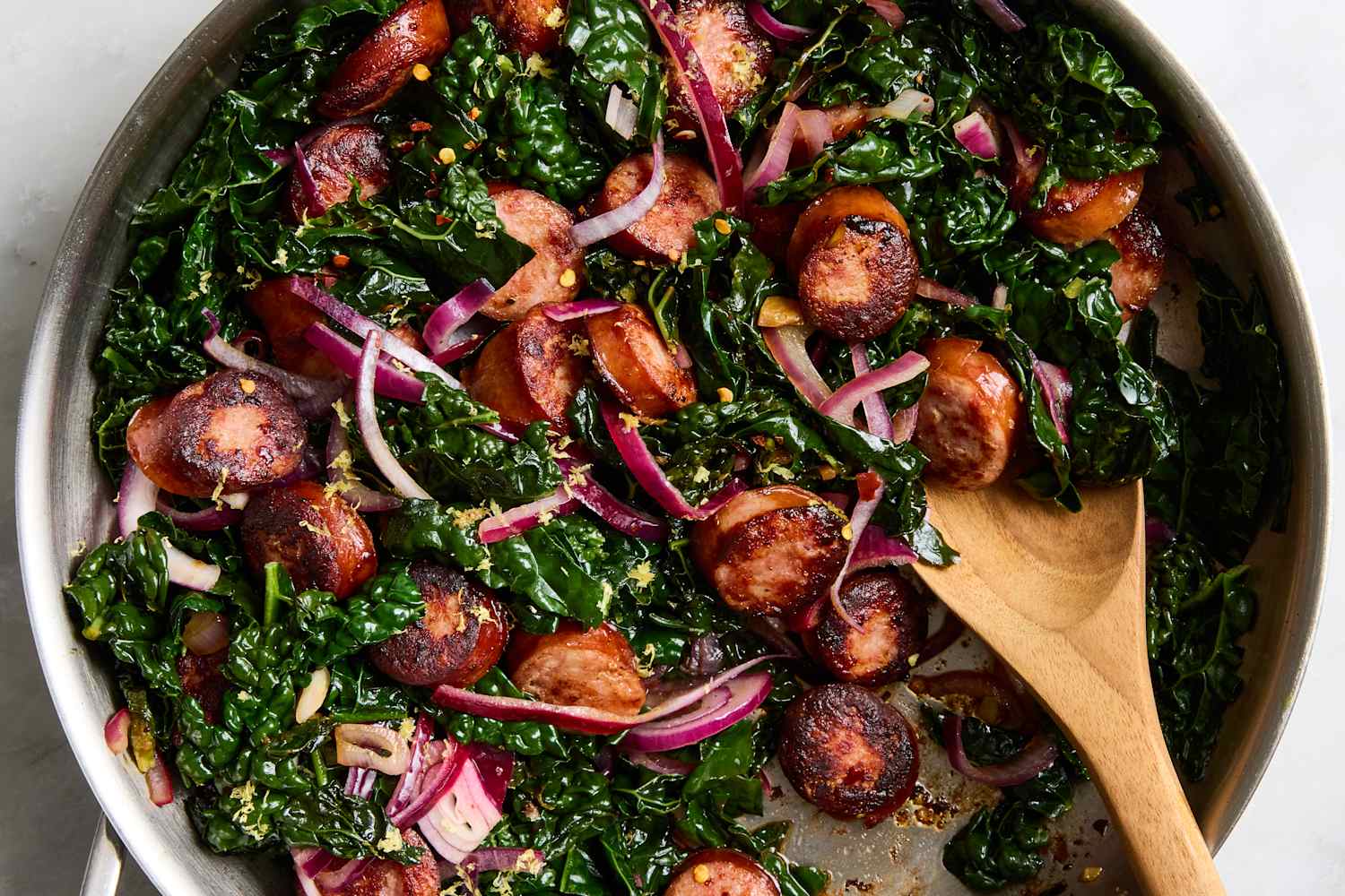 Kielbasa and Kale Skillet Recipe (Only 5 Ingredients!) | The Kitchn