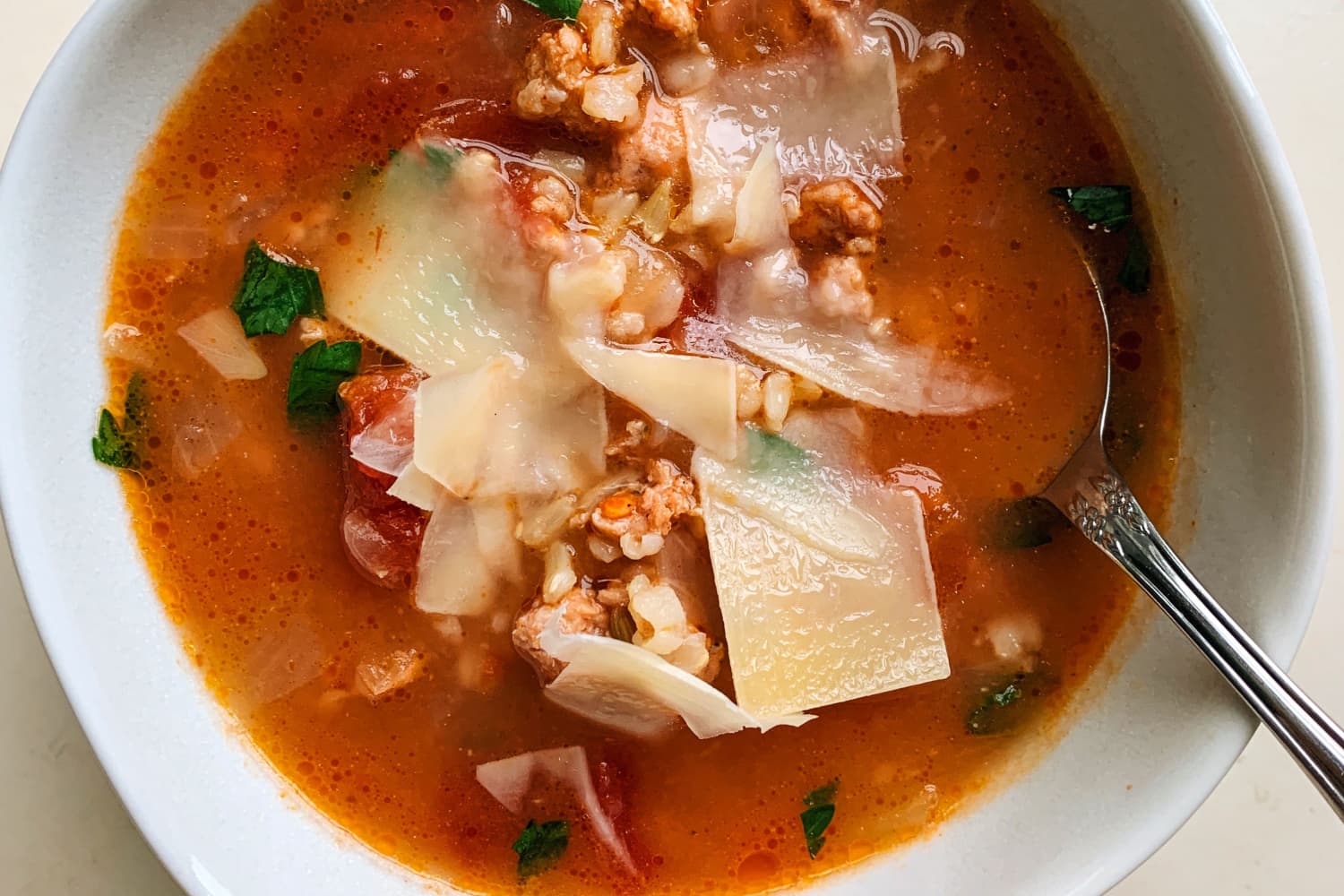 Spicy Sausage and Rice Soup from Mediterranean Every Day | The Kitchn