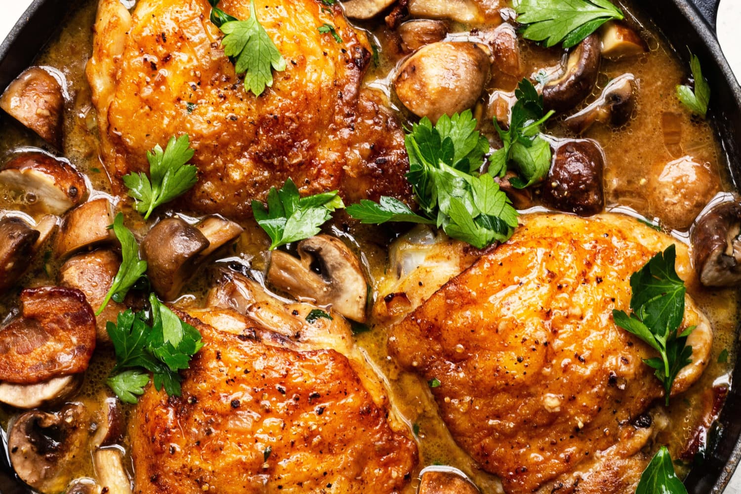 Braised Chicken with Mushrooms, Bacon, and Herbs - The Daley Plate ...