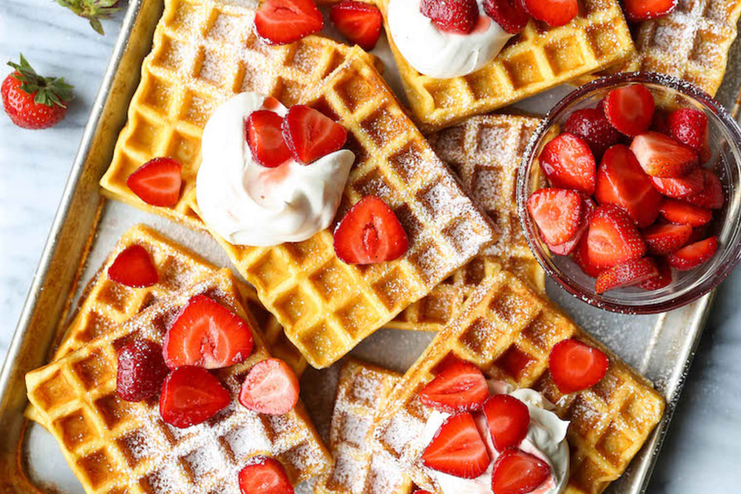 Strawberries and Cream Buttermilk Waffles - Damn Delicious | The Kitchn