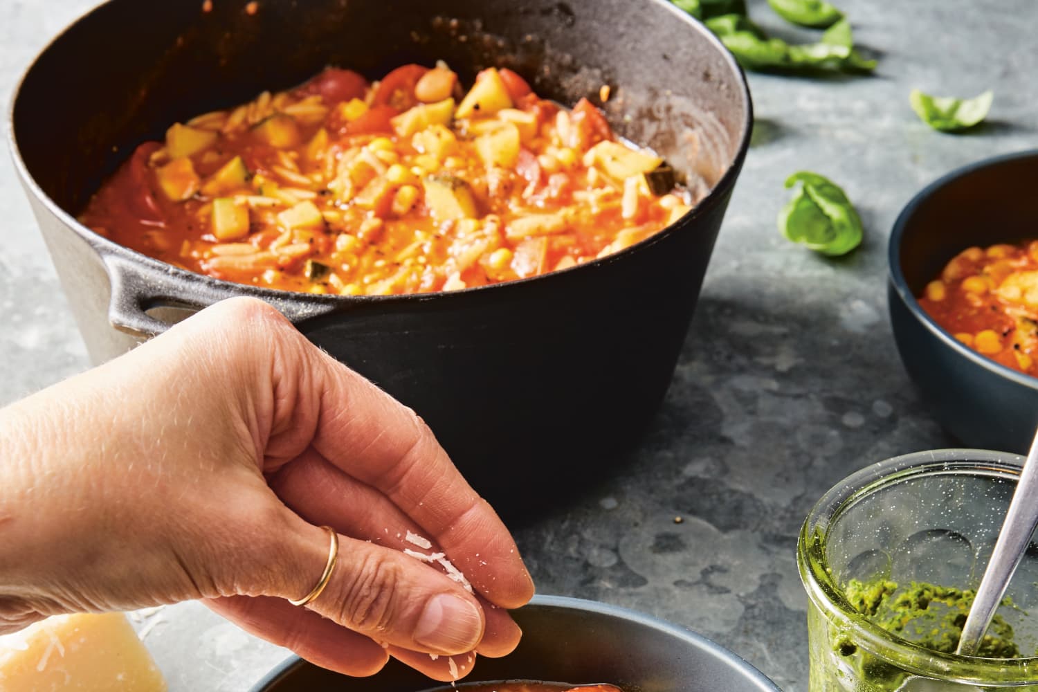 Orzo Minestrone with Fresh Corn, Zucchini, and Pesto | The Kitchn