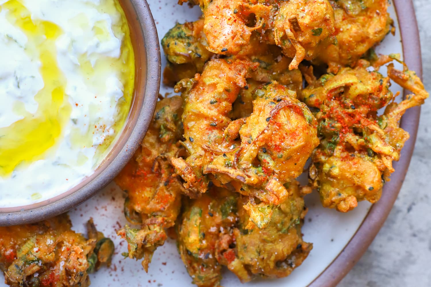 Shrimp Pakora with Cucumber Raita Recipe | The Kitchn