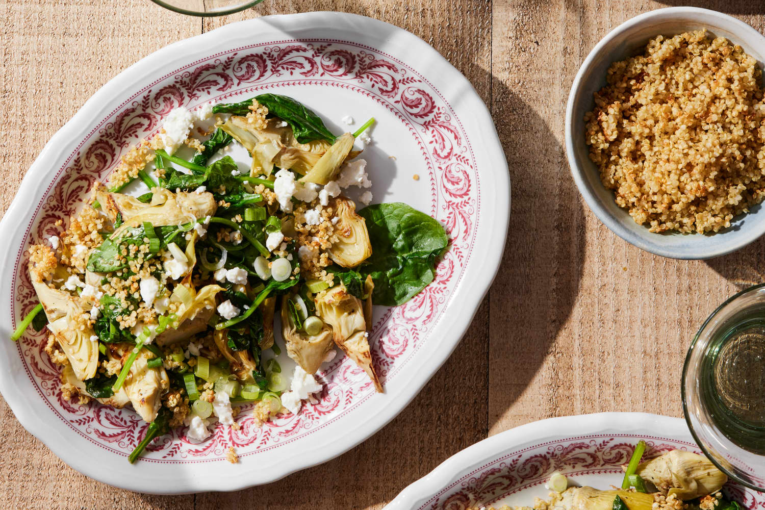 Warm Spinach Artichoke Salad with Quinoa Crunchies Recipe | The Kitchn