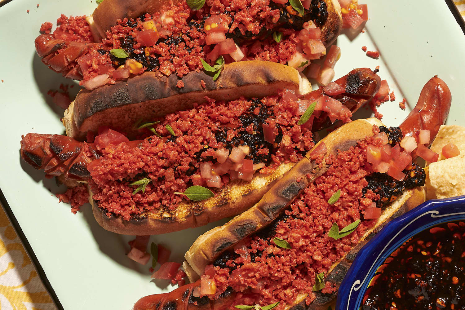 Grilled Hot Dogs with Salsa Macha | The Kitchn