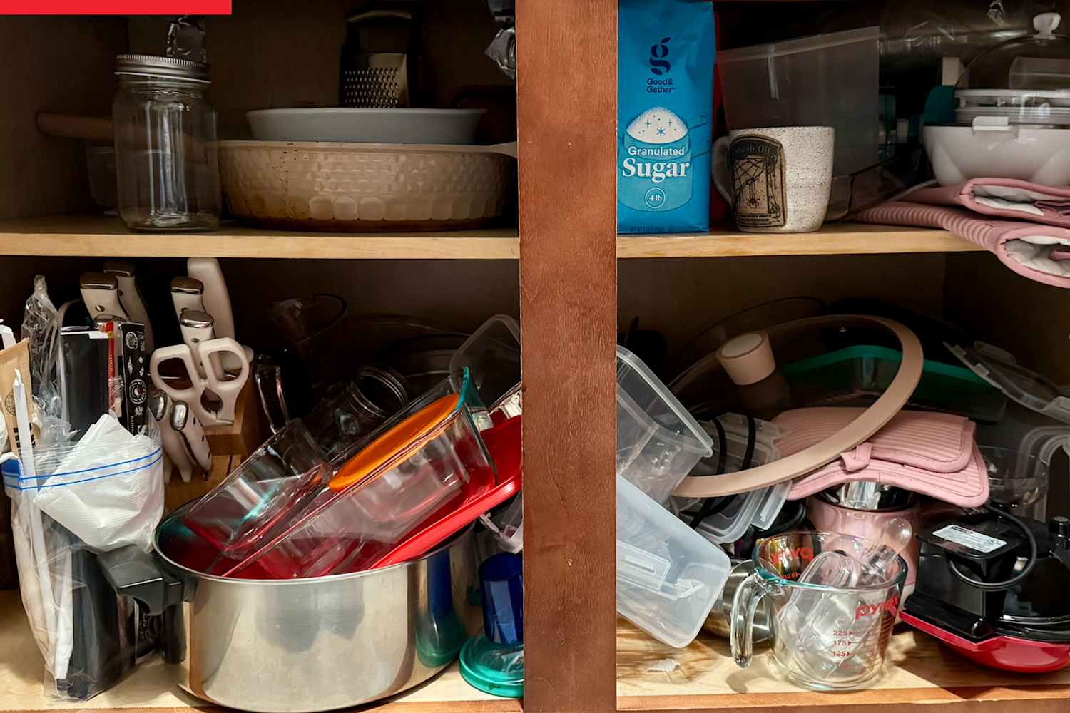 I Tried “Reverse Decluttering” My Disastrous Kitchen Cabinets | Apartment Therapy