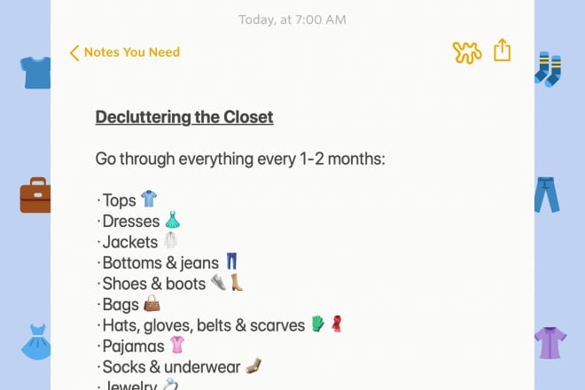 Notes You Need: Here’s a Closet Decluttering Checklist You Can Copy ...