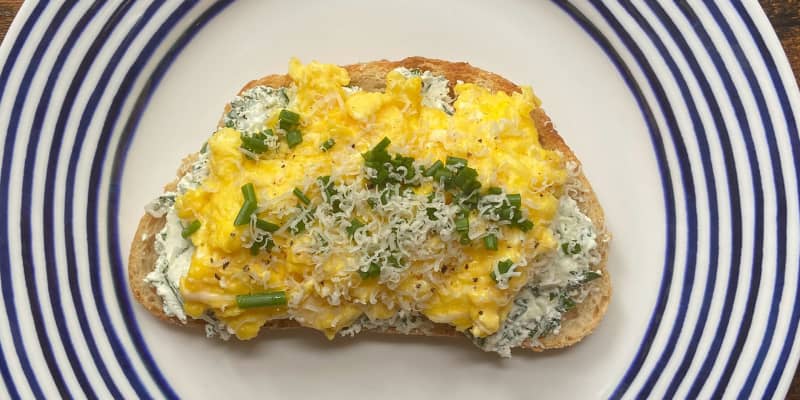 scrambled egg yolks only