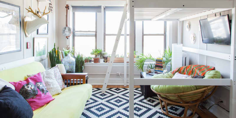 bunk beds with couch underneath