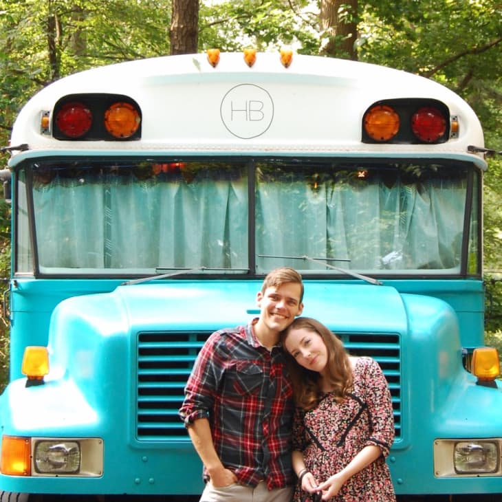 House Tour: A Cute Home in a Small Blue School Bus | Apartment Therapy