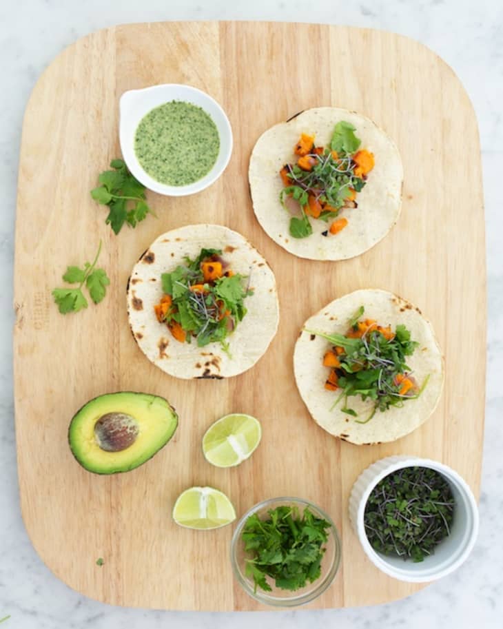 Recipe: Miso-Maple Sweet Potato Tacos with Coconut-Cilantro Sauce | The ...