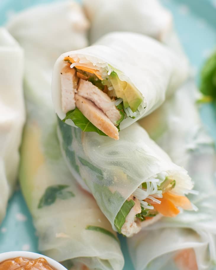 Chicken Summer Rolls with Peanut Dipping Sauce | The Kitchn