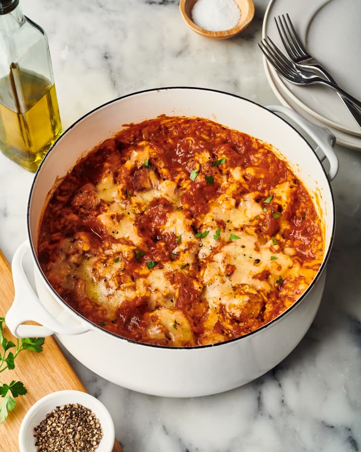 One-Pot Cheesy Chicken and Tomato Rice | The Kitchn