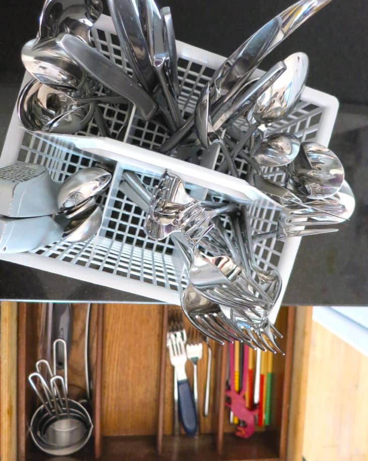 loading dishwasher silverware