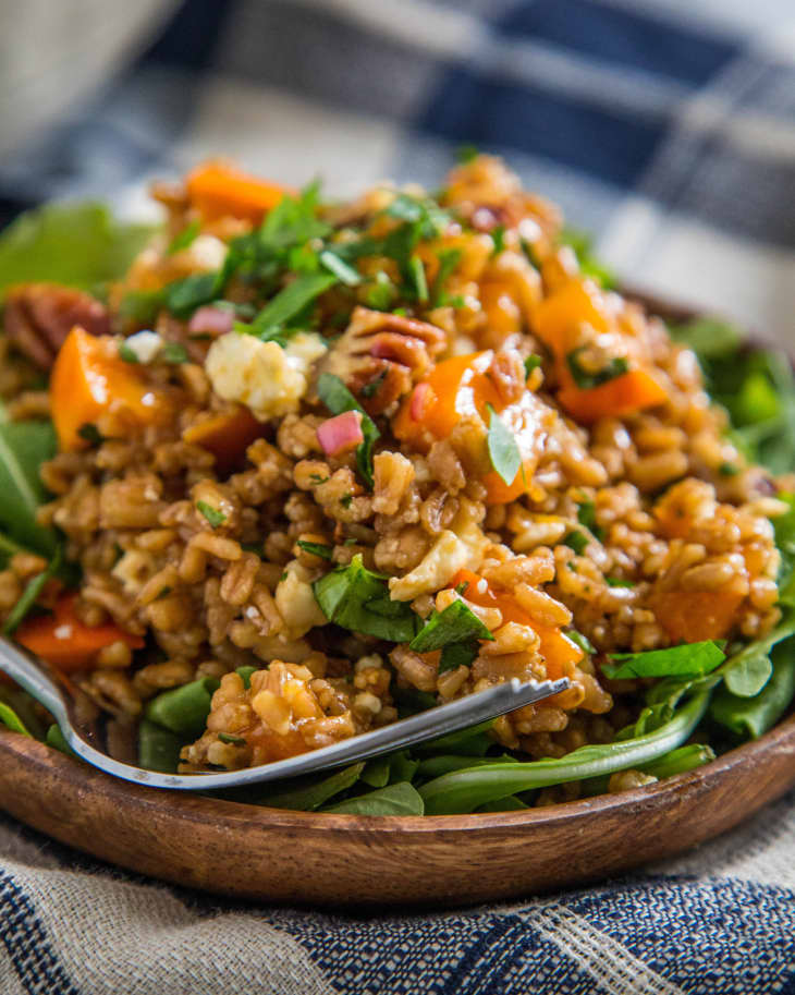 roasted fall vegetables with farro