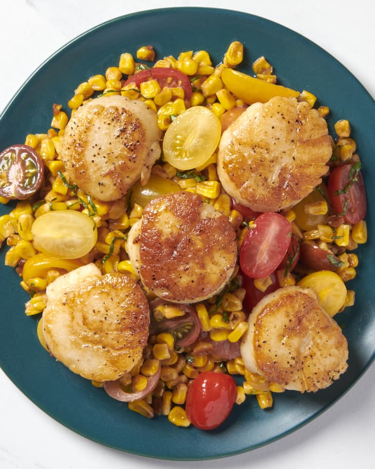 Seared Scallops and Corn Salad for One Recipe | The Kitchn
